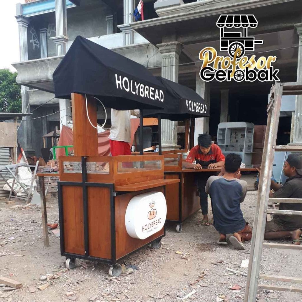 Gerobak Kayu Dorong dengan Desain Minimalis untuk Usaha - Profesor Gerobak