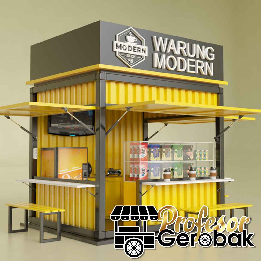 Pembuatan gerobak kontainer desain minimalis Bekasi - Profesor Gerobak