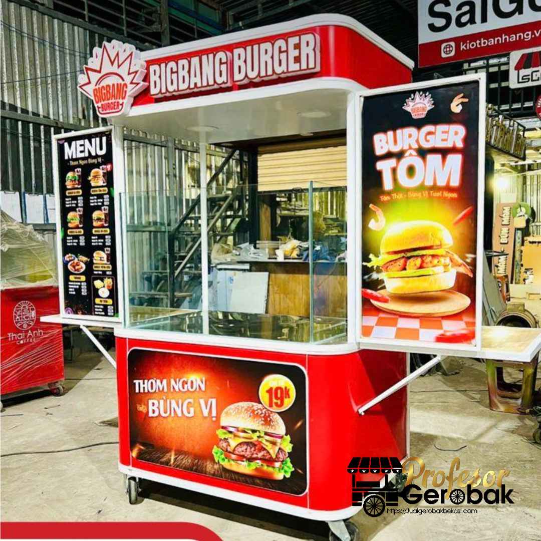 Contoh Desain Booth Makanan kekinian yang auto-laris - Profesor Gerobak